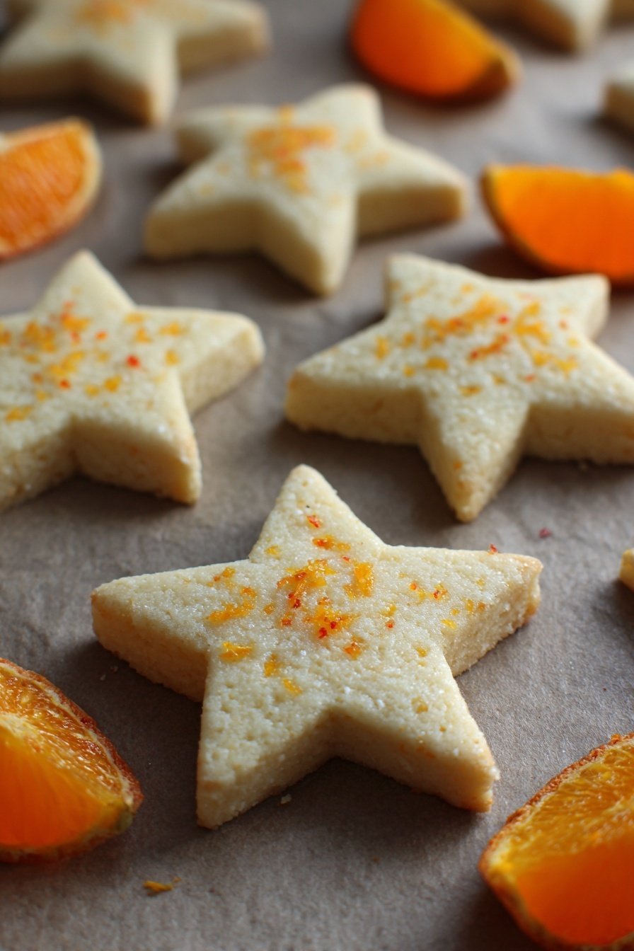 Orange Cardamom Shortbread Stars golden crunch - Chef Donna